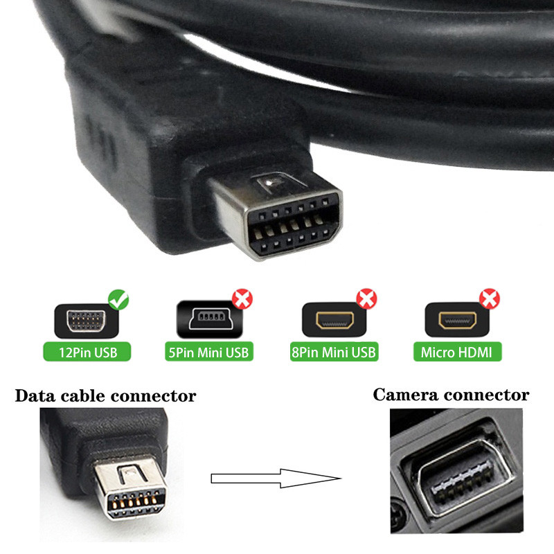 【1-3 Days Delivery】12 Pin USB Data Charging Cable For Olympus Camera ...