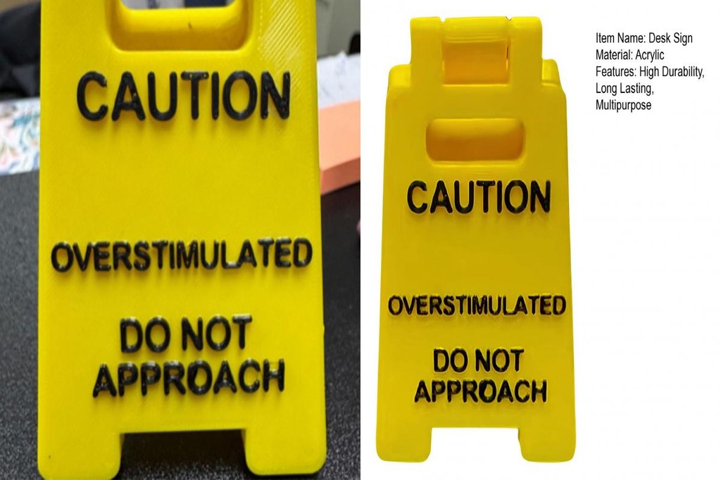 3d Printed Desk Sign 2pcs Funny Overstimulated Desk Sign Quirky Office ...
