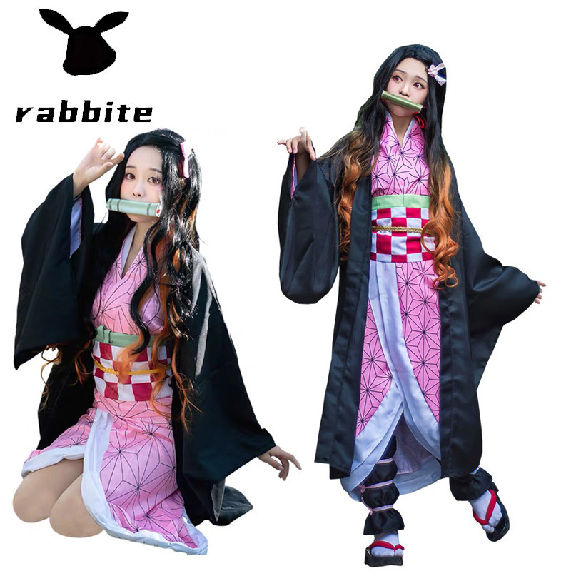 Rabbit Anime Costume for Kids Girl Kimetsu No Kamado Nezuko Cosplay for ...