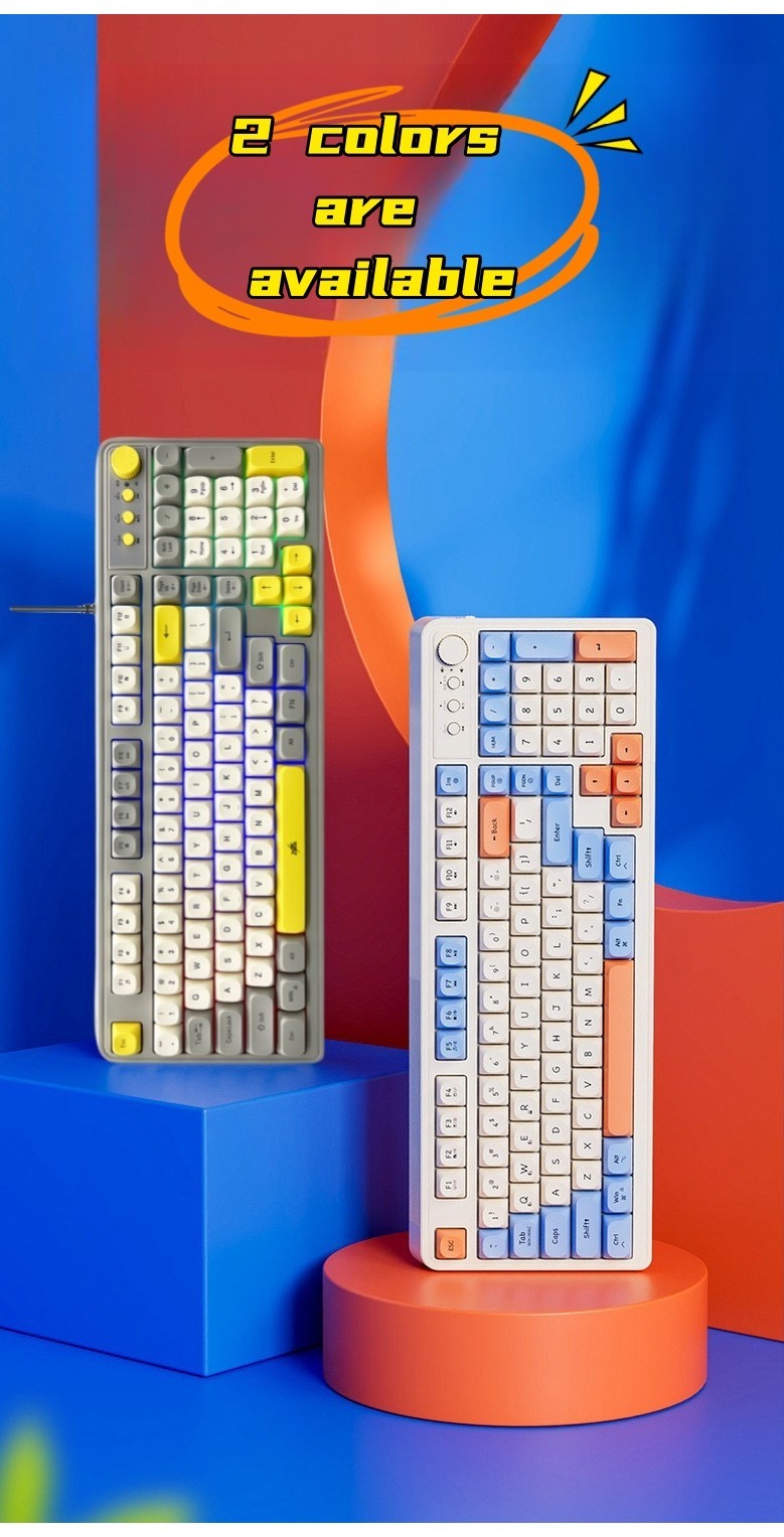 Zeus Wired Gaming Keyboard Multi Colors Mixing 98 Keys USB Mechanical ...