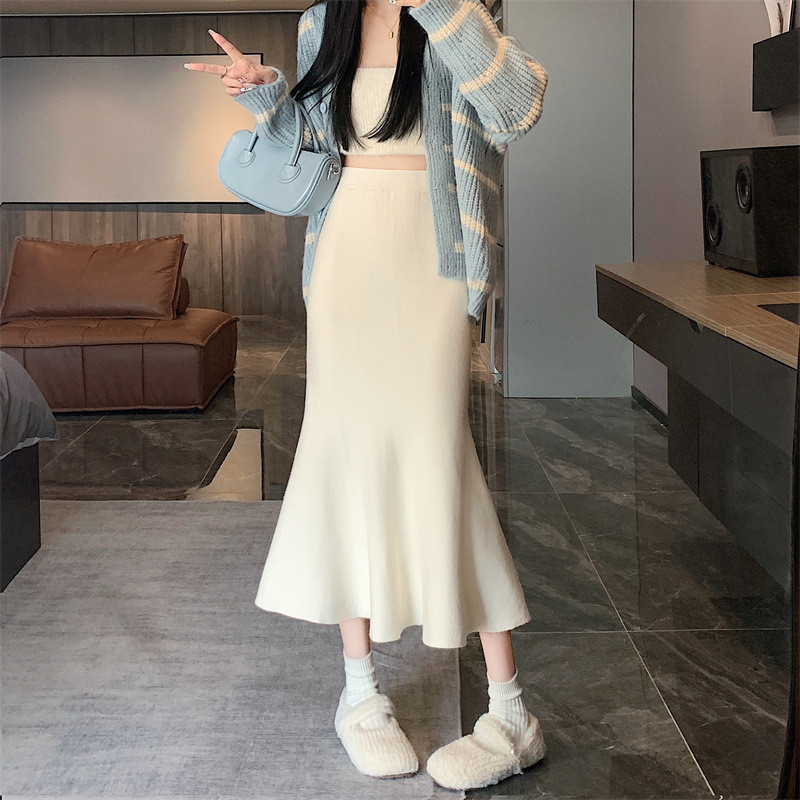 Summer Korean High Waist Palda A Line Sophisticated Knitted Skirt ...
