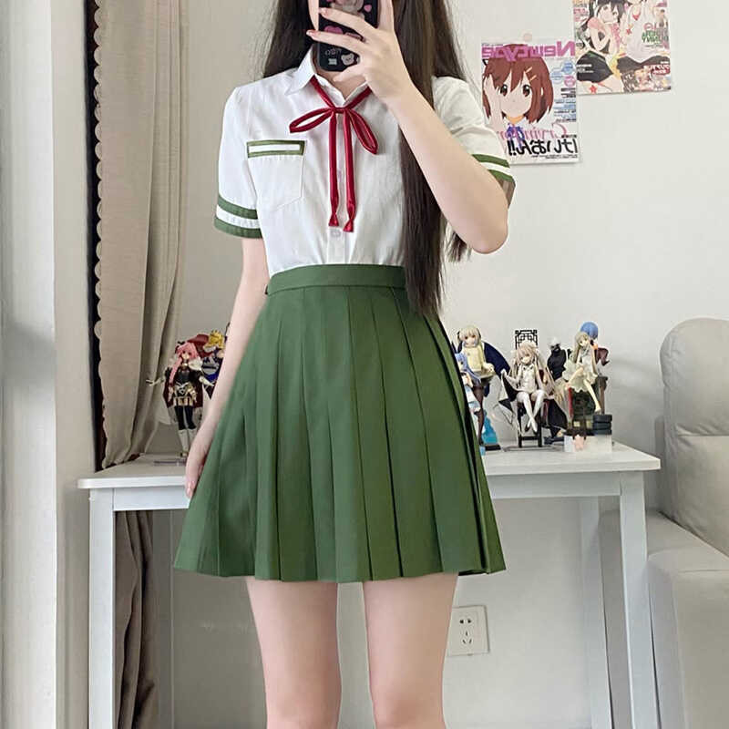 School Japanese High Set Summer Green Sailor Outfit Korean Student JK ...