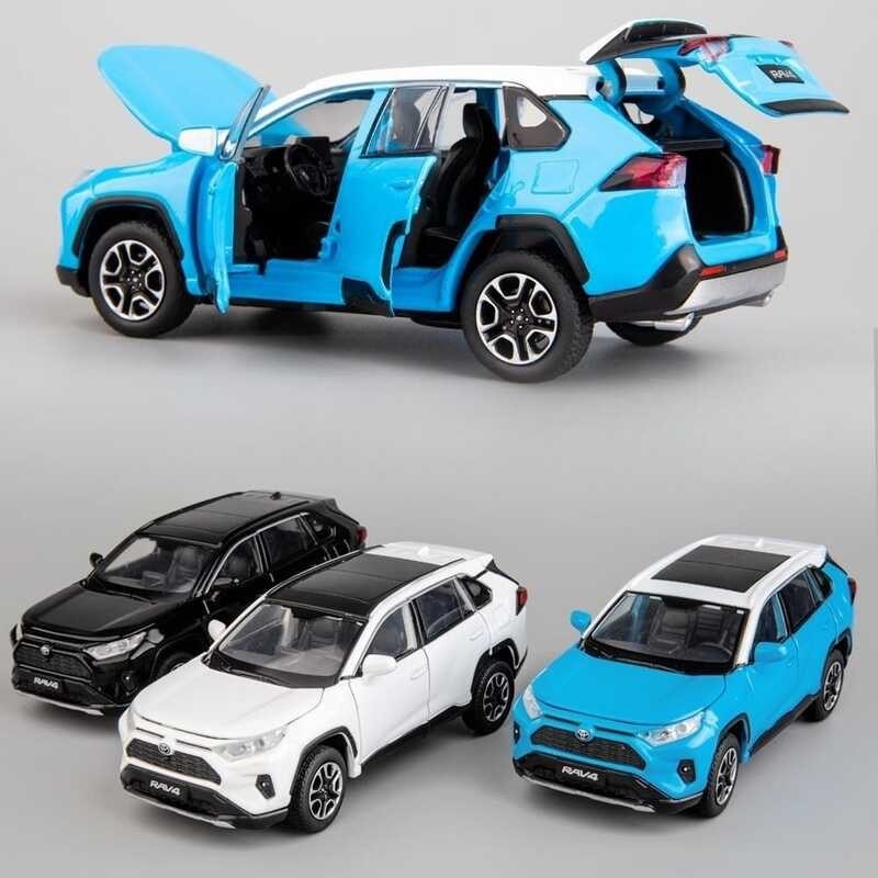 4 1/32 TOYOTA Rav4 Toy Car, JKM Diecast Metal SUV Model Sound & Light ...