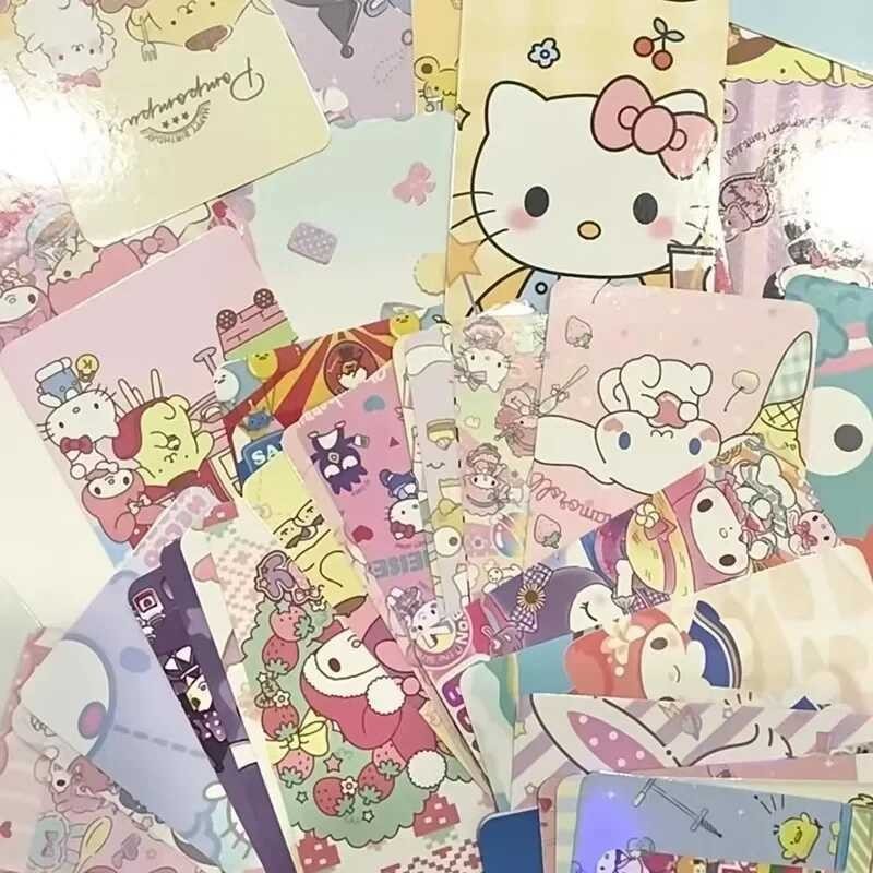 a 50Pcs/Box Sanrio Cards Kawaii Hello Kitty Kuromi Melody Cinnamoroll ...