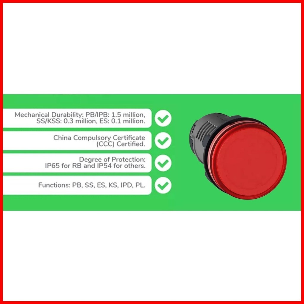 Schneider Harmony Easy XA2 Medium 220V AC Red Pilot Light (XA2EVM4LC ...
