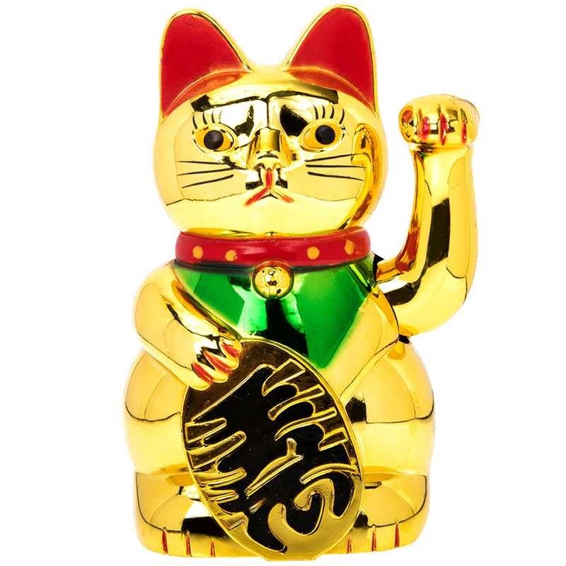 Lucky Waving Arm Gold Maneki Neko Fortune Chinese Ornaments Rich Money ...