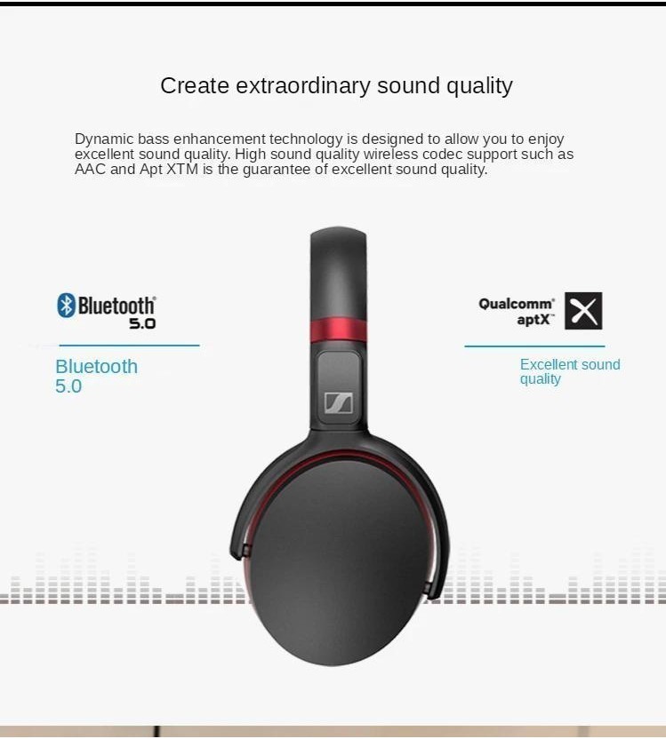 Sennheiser HD 458BT over-Ear Wireless Noise Cancelling Headphones (Black/Red) | Shopee Philippines