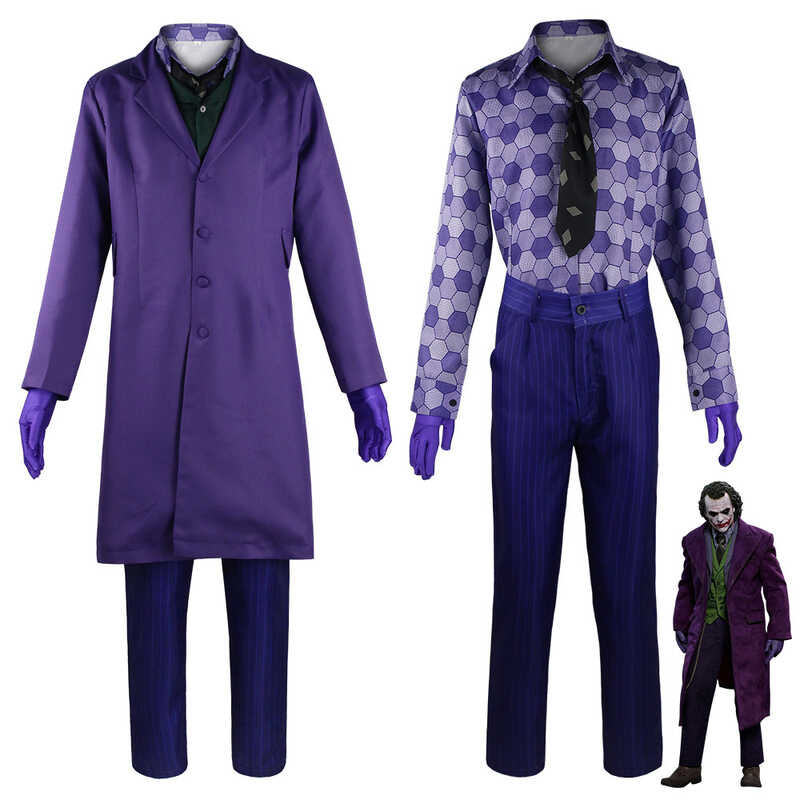Halloween cosplay costume Batman Dark Knight Heath Ledger Joker Men's ...