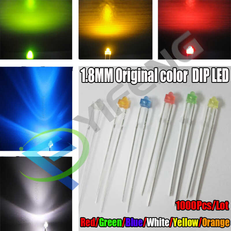 1000Pcs 1.8 Mm Diode Light White Yellow Red Green Orange Blue Original ...