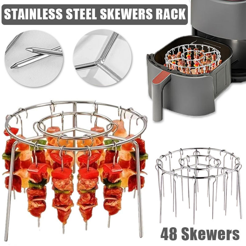 48PCS Oven Rack Skewer Stainless Steel Air Fryer Skewer Stand Round ...