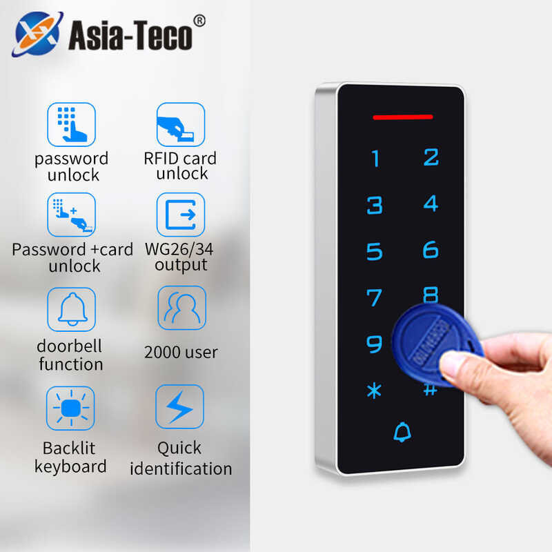 Backlight Touch Keypad RFID ID IC Proximity Wg26 Output Standalone Access Control Card Reader ...