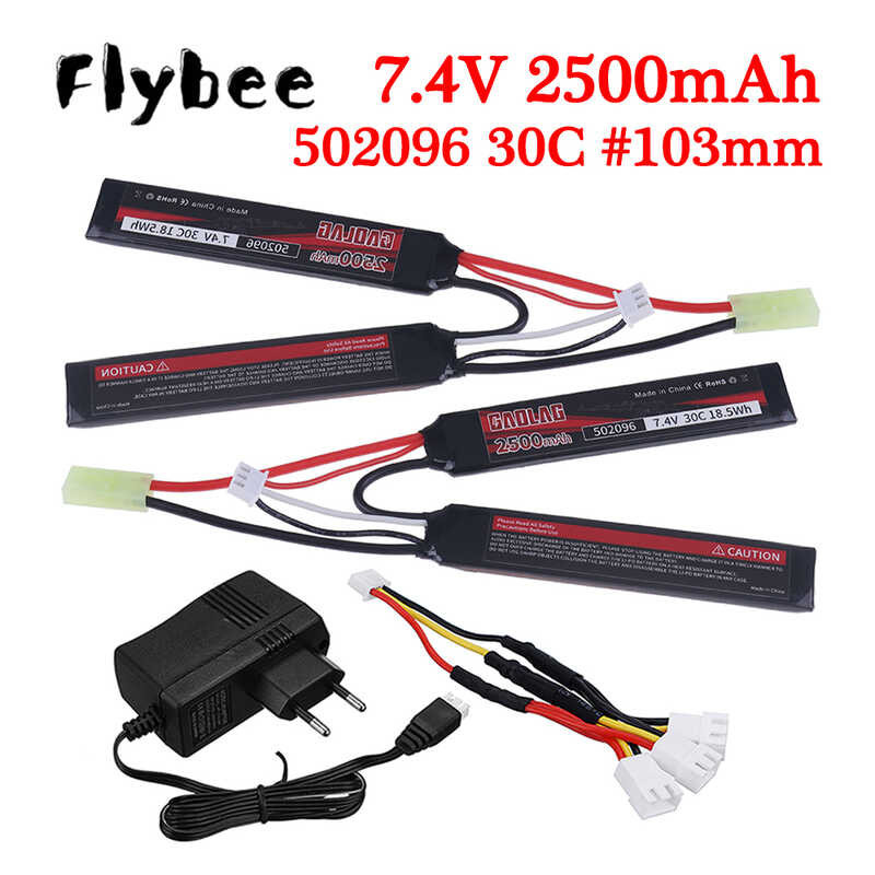 2S Water Gun Battery 7.4V 2500Mah Split Connection Lipo Battery For ...