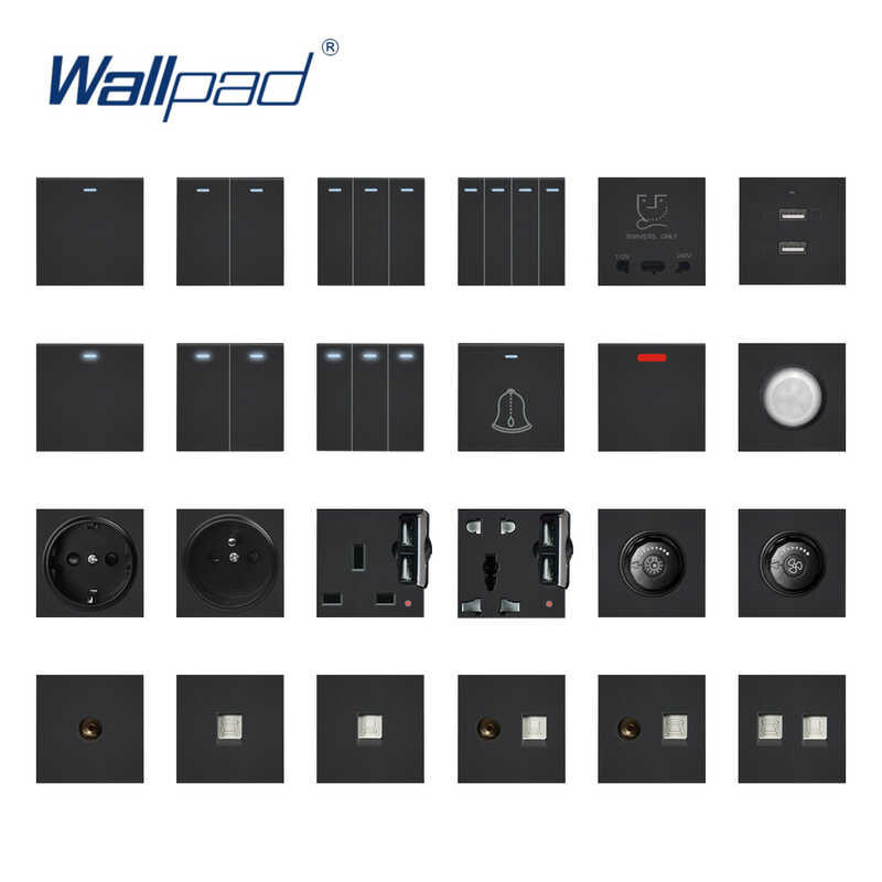 UK Wall EU Socket Push Button Switch Electrical Outlet Black Function ...