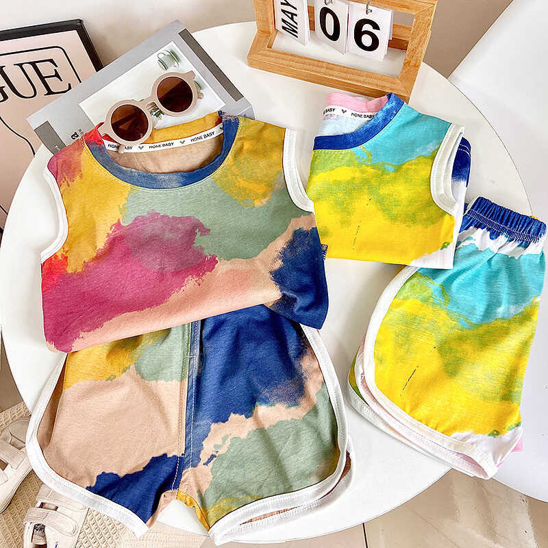 Mga * Damit Sets Summer Sleeveless Vest+Shorts Sports Suits For Tie-Dye ...