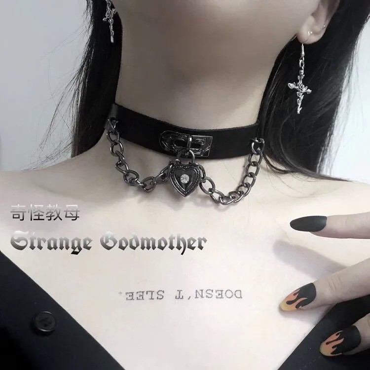 New Pattern Women Sexy Gothic Lock Harajuku Chocker Necklace Heart Key ...
