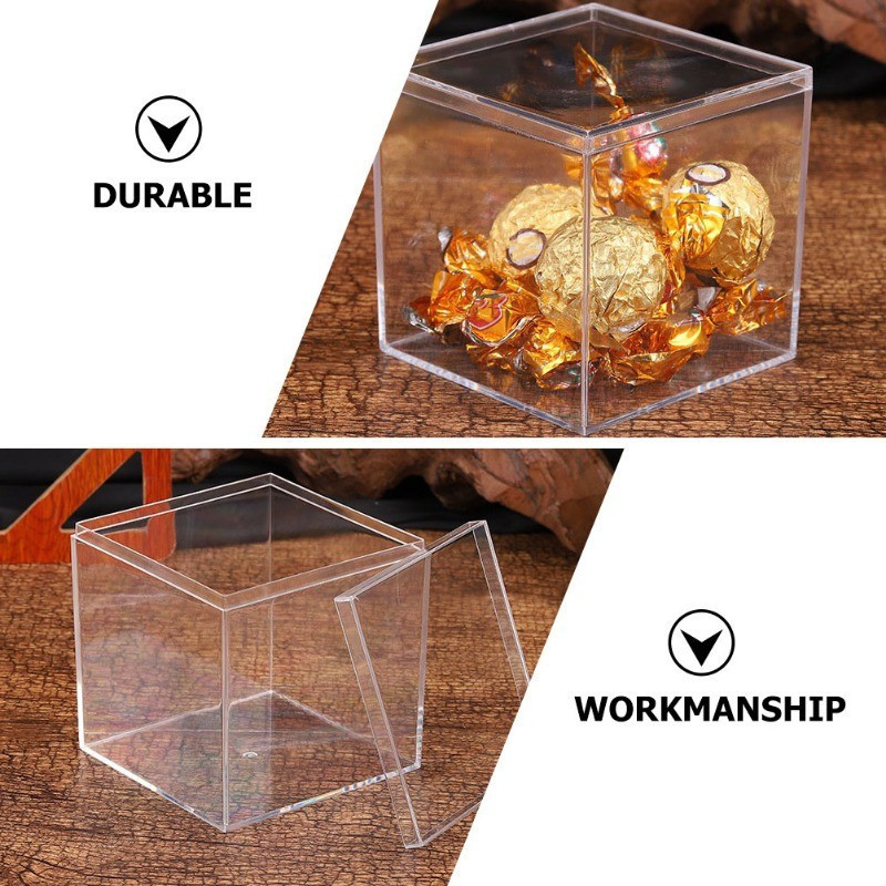 4Pcs Clear Acrylic Candy Boxes - Square Plastic Containers - Gift ...