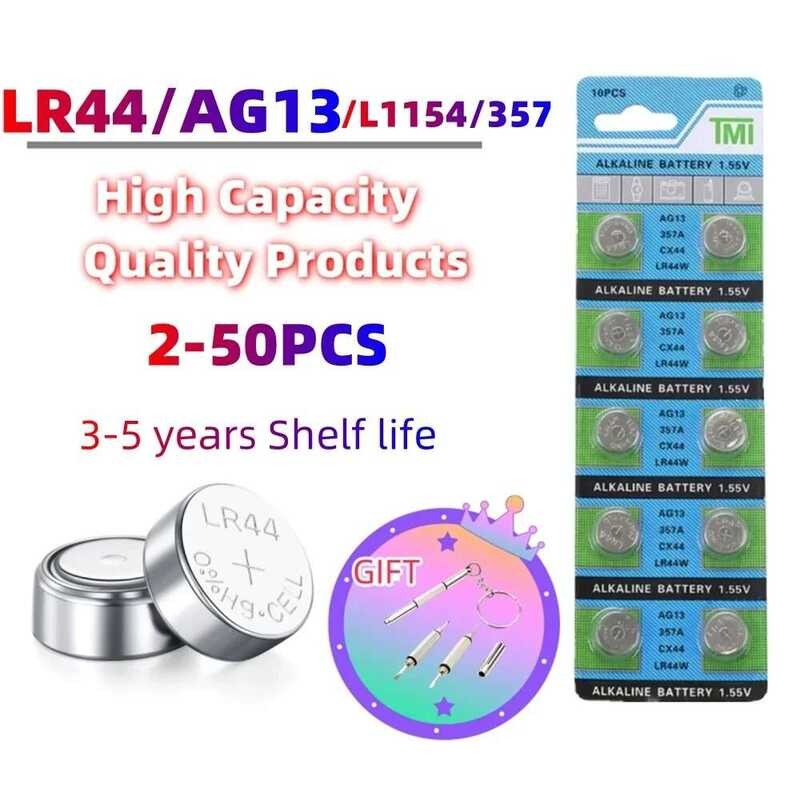 LR44 2-50pcs Batteries AG13 Button Cell Battery 1.5V 357 SR44 LR1154 ...