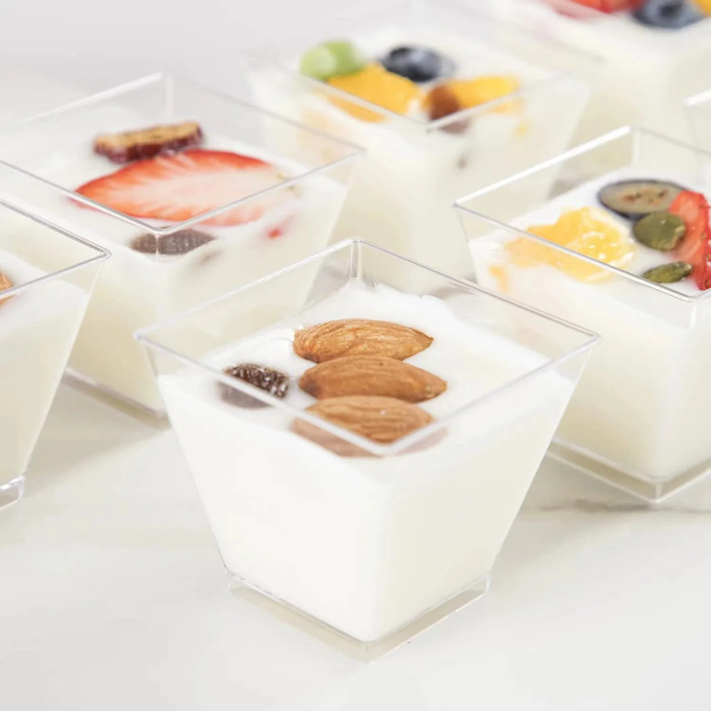 Round Square Mini Dessert Cup Clear Mousse Cups Shot Glass Disposable ...