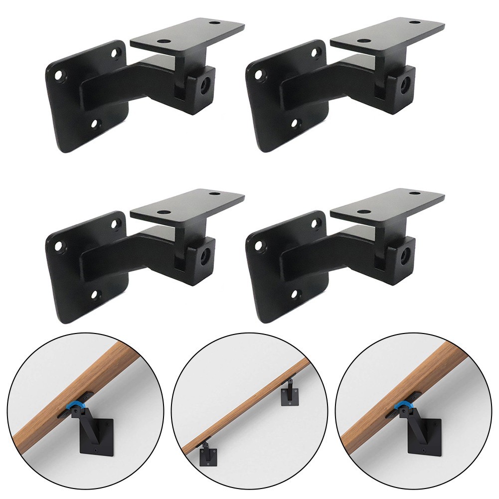 (EXQU-PH) Adjustable Handrail Brackets for Indoor Stairs Black Stair ...