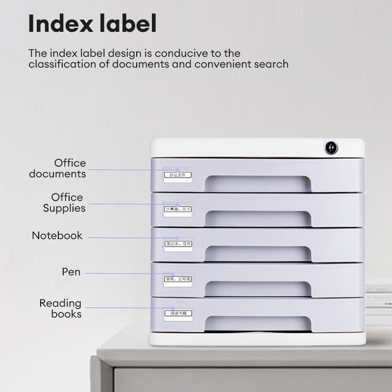 Deli 5 Drawers File Organizer Cabinet 9779 Desktop Document Storage ...