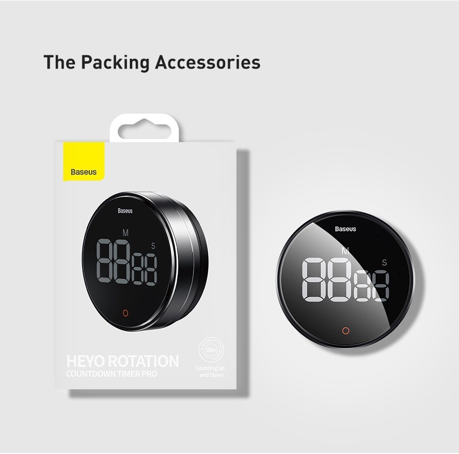 Baseus Magnetic Countdown Alarm Clock Digital Timer Stand Desk Clock ...