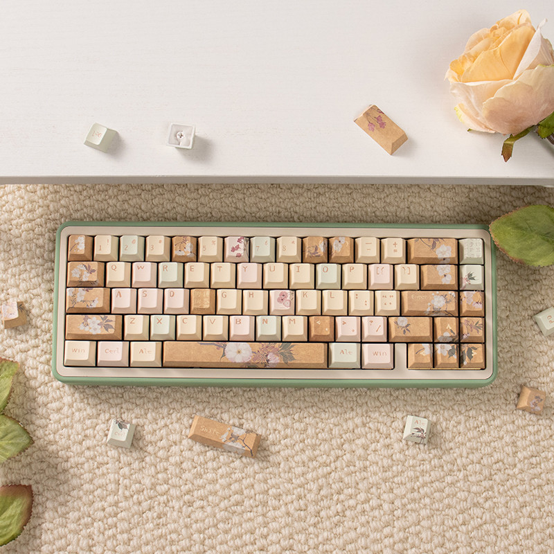 YongQiu Original Peach Blossom Flowers keycaps Retro Chinese Style PBT ...