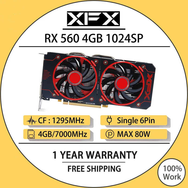 XFX RX USED 560 Graphics AMD GPU Radeon Rx560 4Gb 4G Screen Cards Desktop Game Map Video Card Rx ...