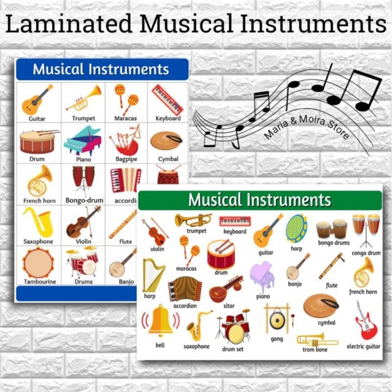 ☸ Laminated Musical Instruments Chart | A4 Size Educational Wall Chart ...