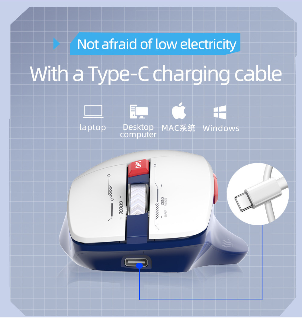 Zeus GD-006 2.4G Wireless Mouse Rechargeable Mechanical Office Gaming ...