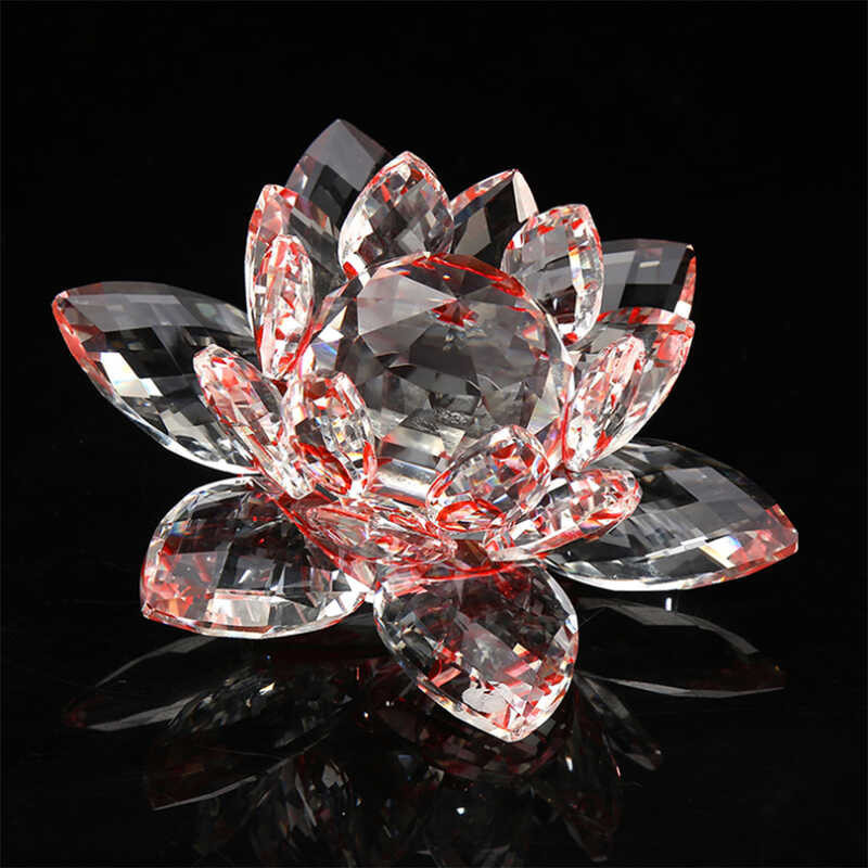 Glass Lotus Flower Feng shui Paperweight 100mm Ang kulay na mga ...