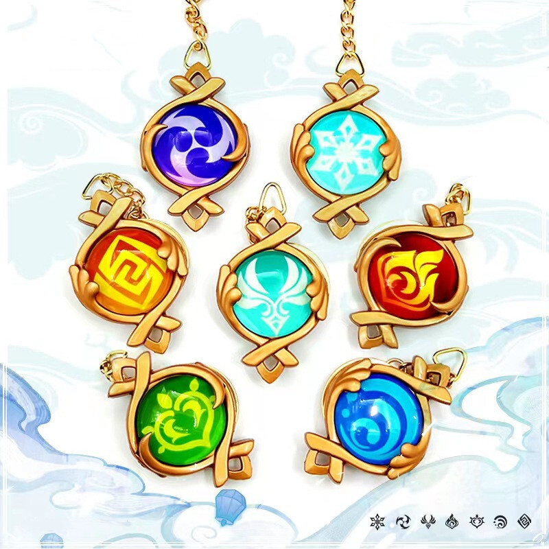 Genshin Impact 7 Elements Vision Keychain Alhaitham Cyno Wanderer Lyney ...