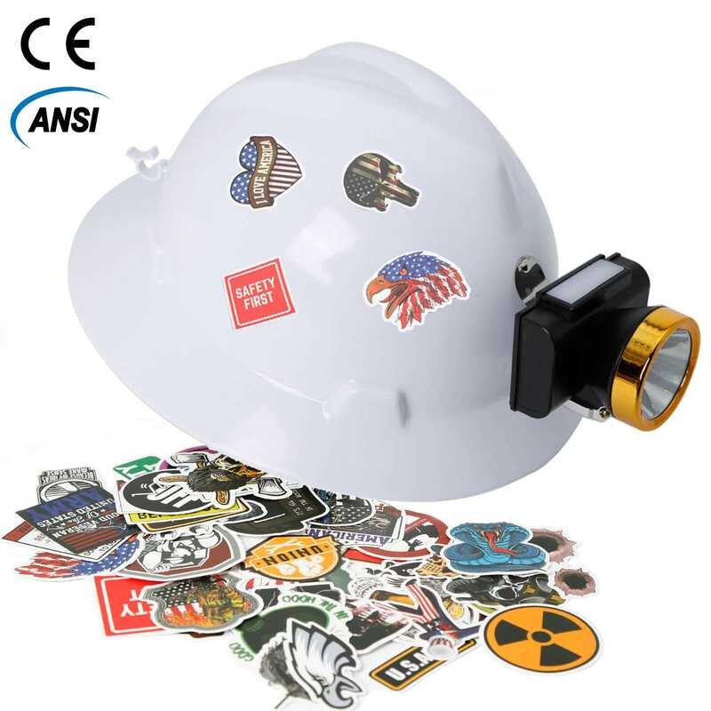 Full CE Brim Safety Helmet Stickers V Shape Headlamp Construction Work ...