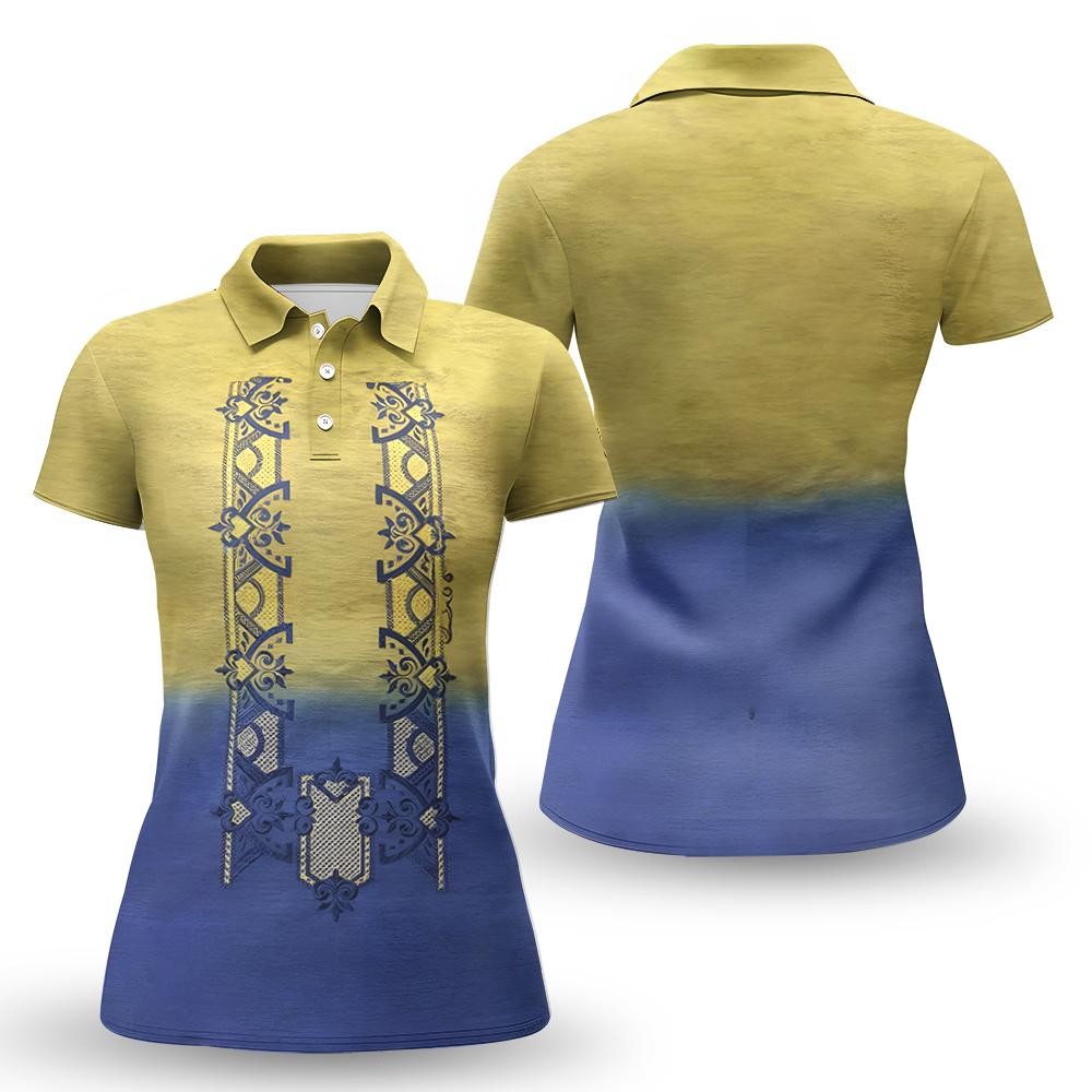 2025 Retro Balong Printed Polo Shirt Women's Lapel Short-Sleeved Polo ...