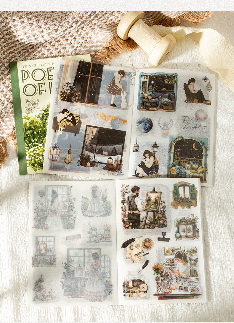 20Pcs Material Sticker Book Poetic Life Teenage Couple Encounter ...