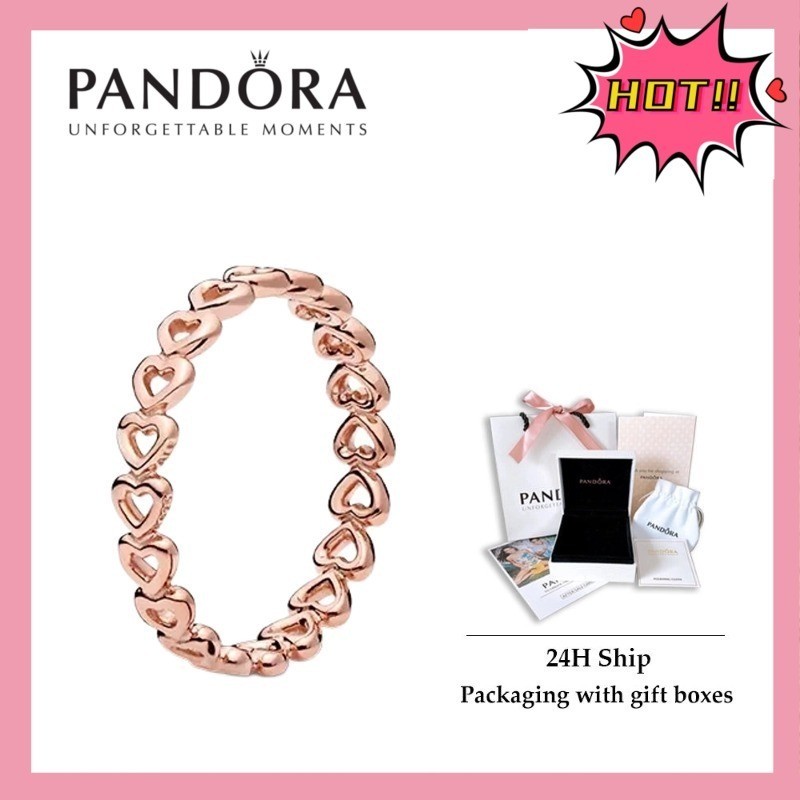 Pandora Heart to Heart Connection Ring Rose Gold Female-With Box ...