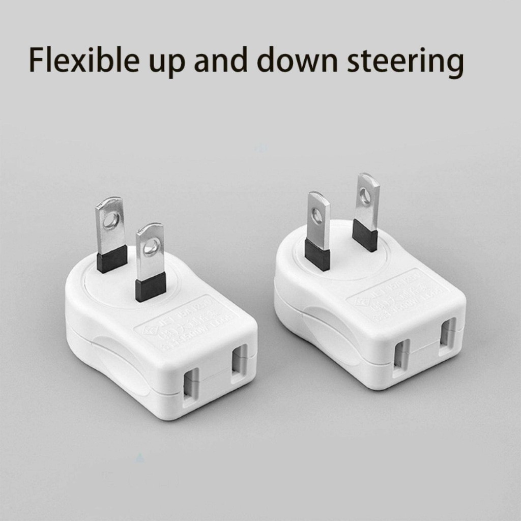 Power Extension Adapter 2-Prong 2 Outlets 90 Degree Angled Plug Adapter ...