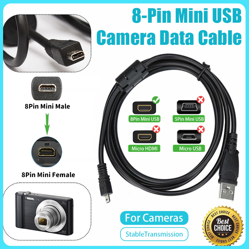 【1-3 Days Delivery】1.5M USB to 8 Pin Mini USB Camera Data Cable Charger ...
