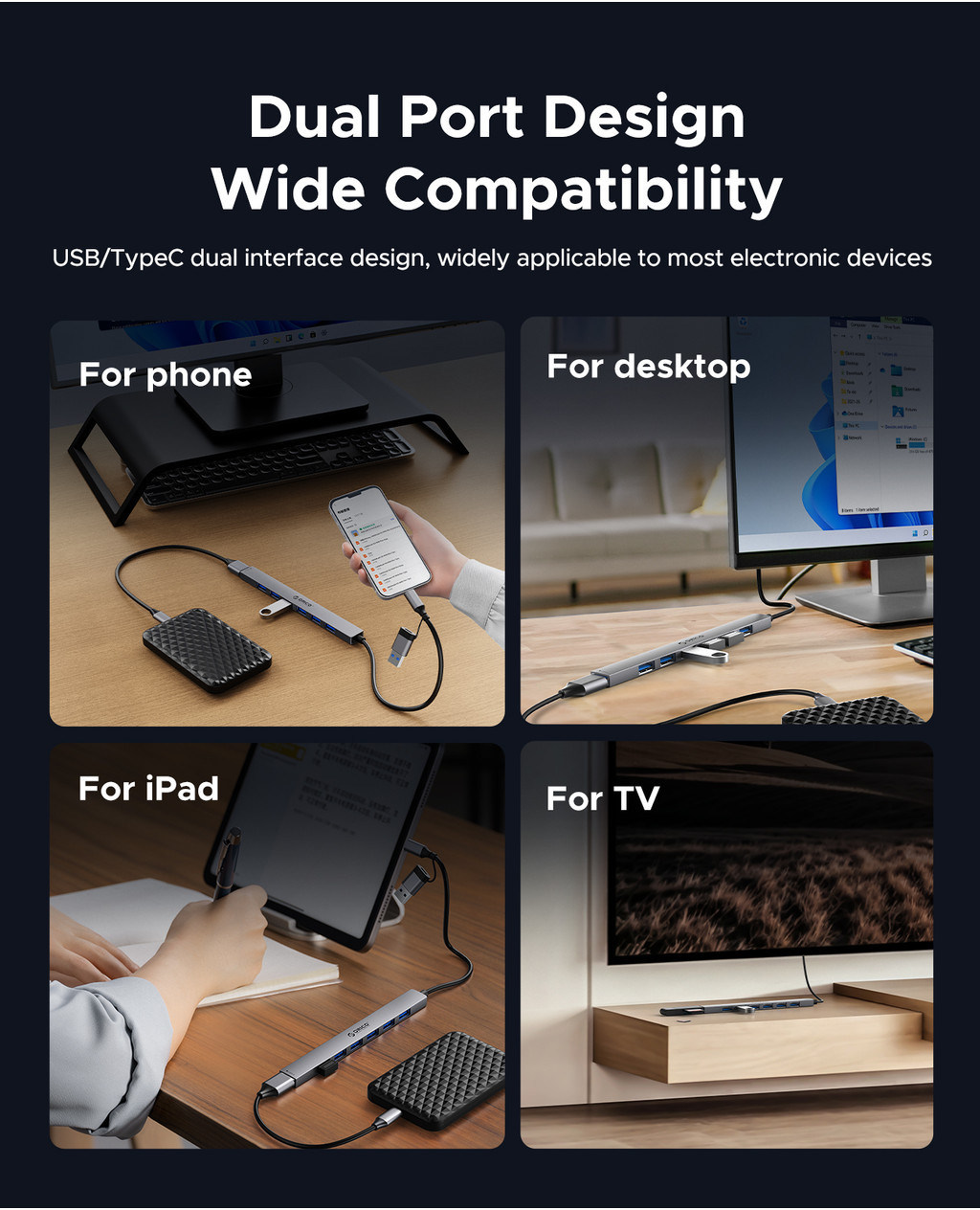 ORICO USB HUB USB A/Type C to USB 3.0 HUB Aluminum USB Splitter OTG ...