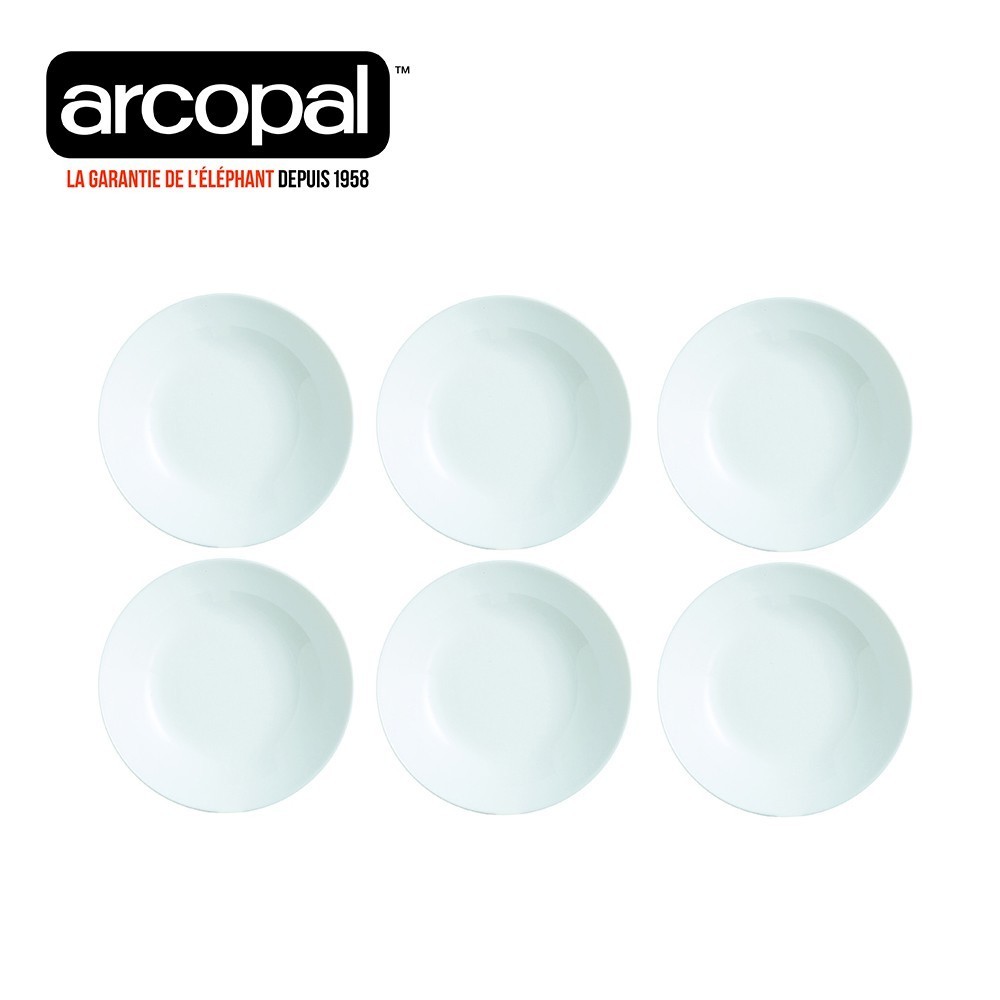 Arcopal Zelie 6pcs Soup Plate 20cm White Tempered Glass Rimless ...