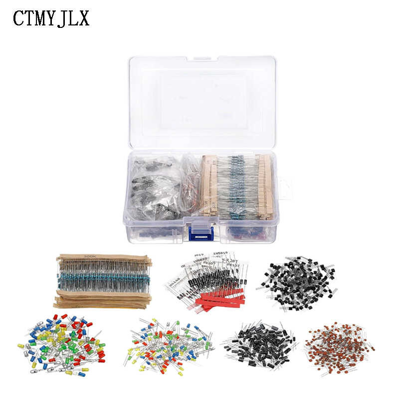 1490Pcs DIY Electrolytic Capacitor Ceramic Kit Resistor LED Diode Set ...