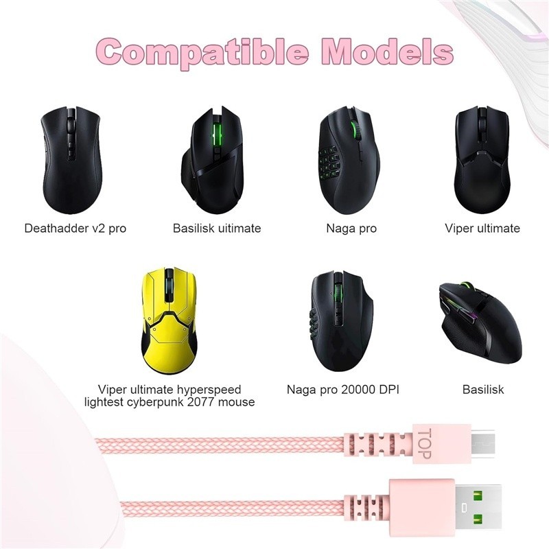 USB Cable Charging Wire for Razer Naga Pro / DeathAdder V2 Pro ...