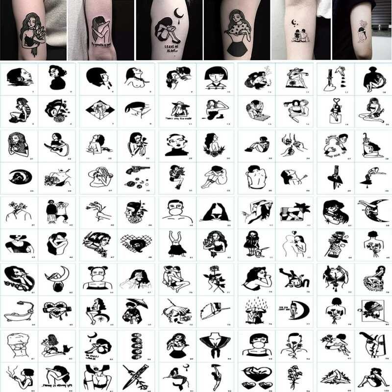 Pcs/Set 100 Ukiyo-E Japan Temporary Tattoos For Women Men Adult Small ...