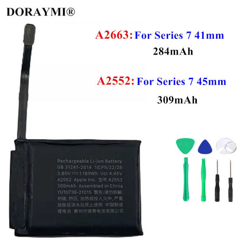 Original 284Mah A2663 Apple Watch 41Mm,A2552 Battery For Series 7 45Mm ...