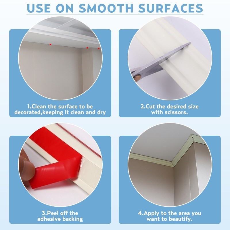 5 Meters Wall Corner Angle Line Ceiling Self-Adhesive Soft Strip Foam Inner Wall Sticker Home ...