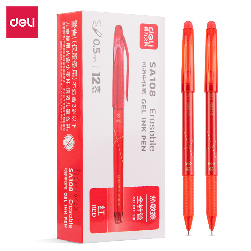 Deli Erasable Press Pen 3Colors Erasable Gel Pen 0.5mm Ballpen ST Head ...