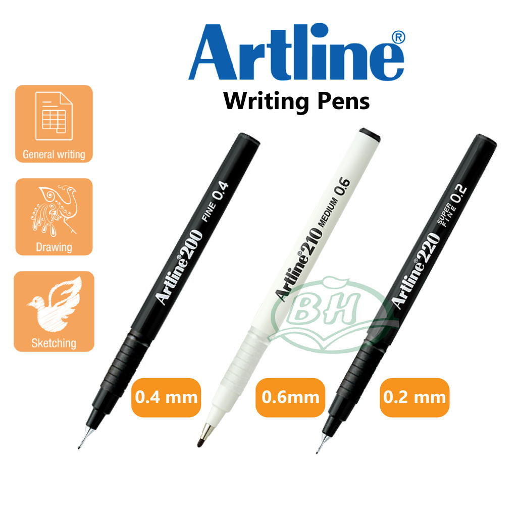Artline Sign Pen/Drawing/Writing Pen Fine Line 200/210/200, 0.2/0.4/0 ...