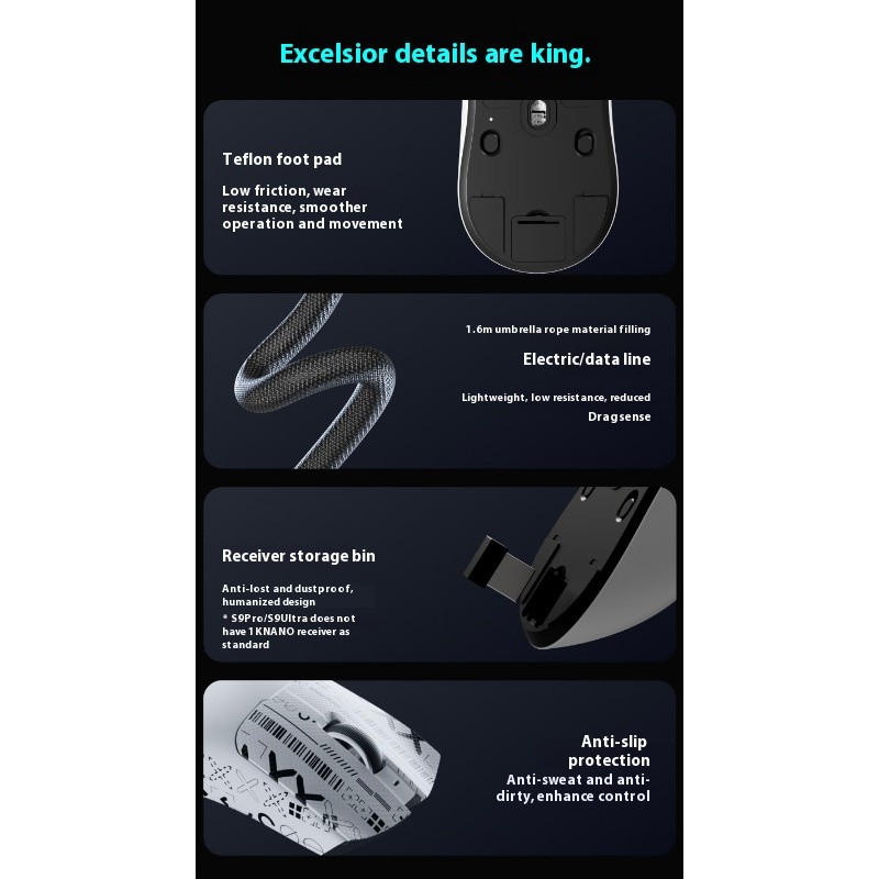 EWEADN S9 Pro/Ultra Wired wireless mouse dual-mode lightweight esports ...
