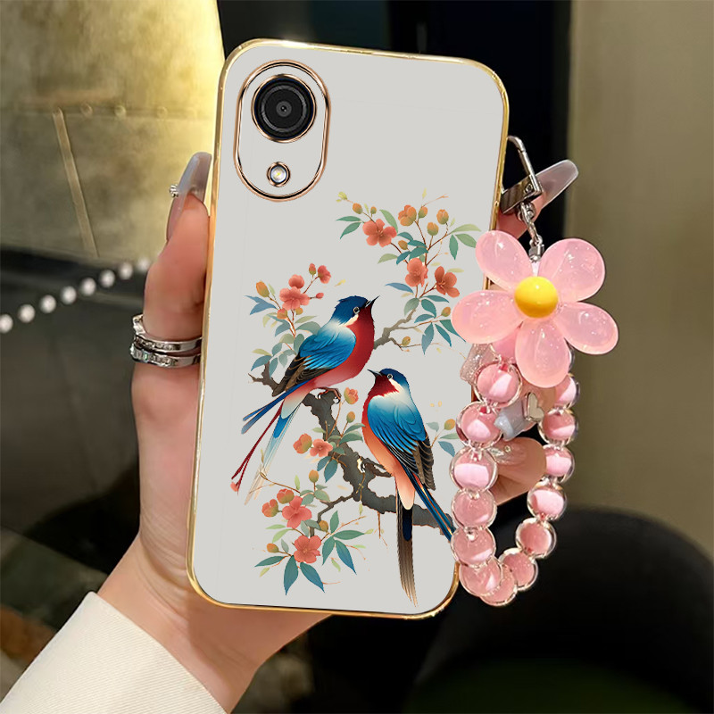 Case For OPPO A17K phone case with bird pattern 2025 new bracelet ...