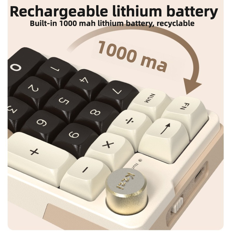 KZZI K20 Wireless 2.4g Bluetooth Digital Mechanical Numeric Keypad RGB Hot Swap Girls Portable ...