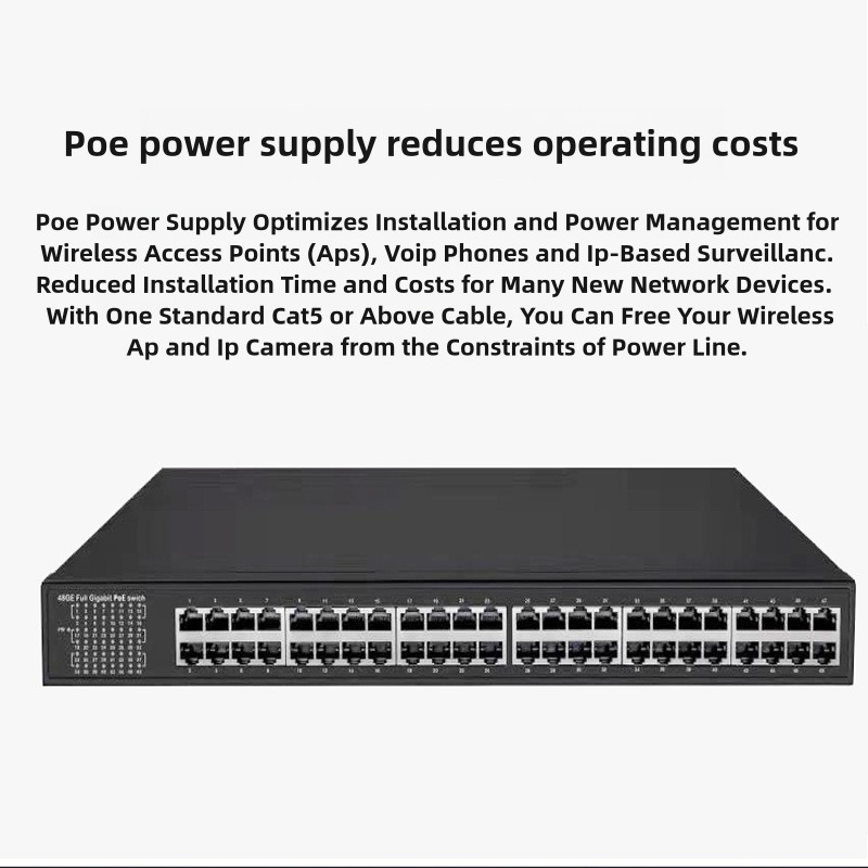 Gigabit 48-Port POE Power Supply Switch Standard 48V Camera Network Optical Fiber Switch ...